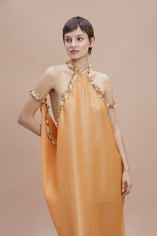 Woman Twingy gold ISIS Silk Dress 2000448 | Sana Osmani