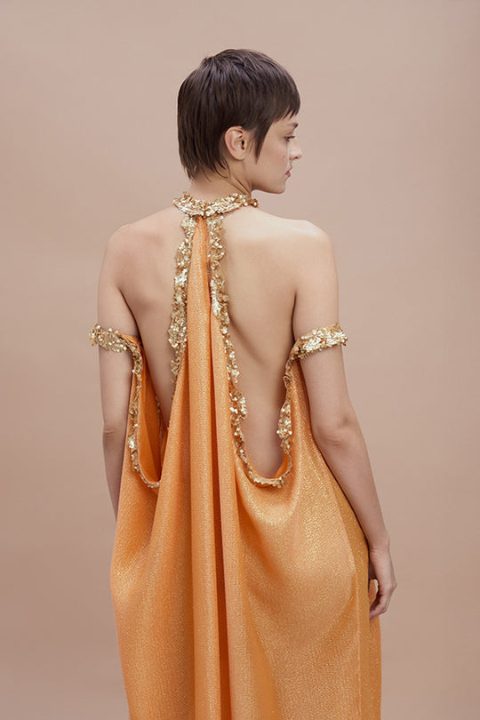Woman Twingy gold ISIS Silk Dress 2000448 | Sana Osmani